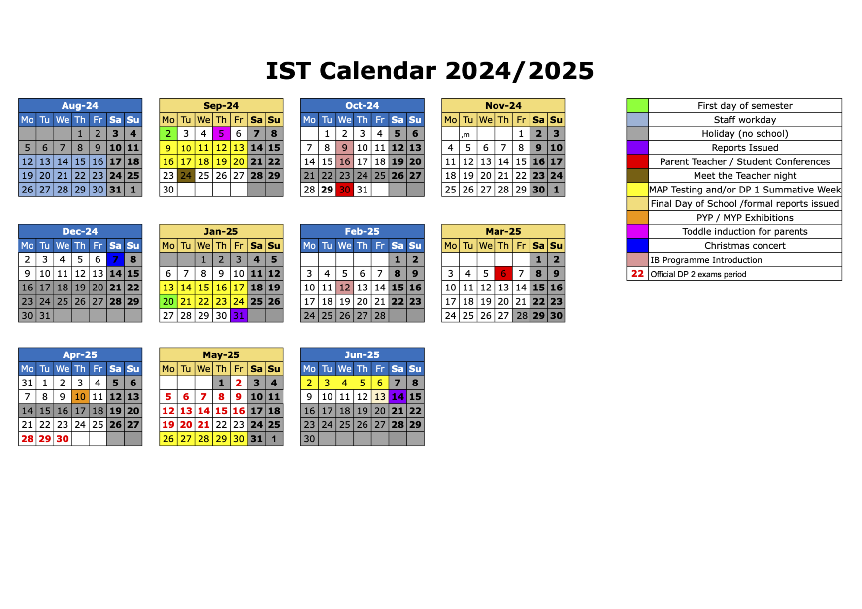 Annual calendar - International School of Tallinn