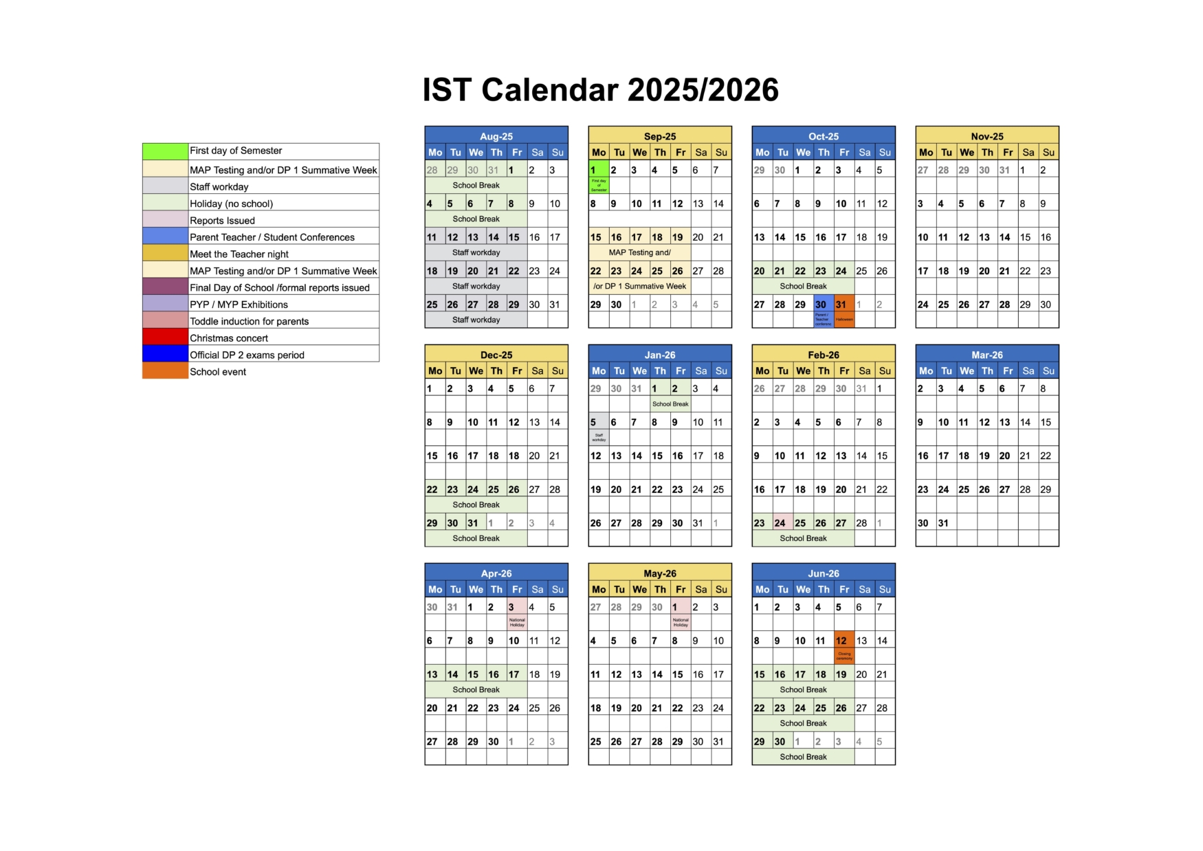 Annual calendar - International School of Tallinn